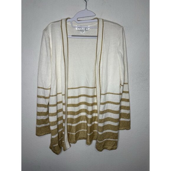 Epic Steven | Sweaters | Vintage Epic Steven Cream Brown Striped Open ...